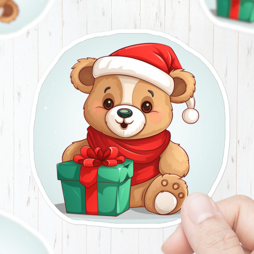 Cute Teddy Bear Sticker | Christmas Sticker | Cute Stickers | Animal ...