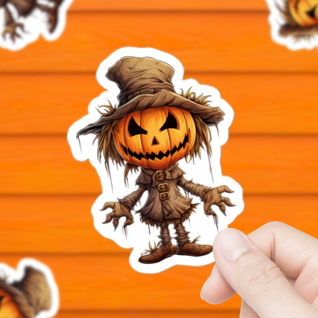 Halloween Scarecrow Sticker Halloween Sticker Pumpkin - Etsy