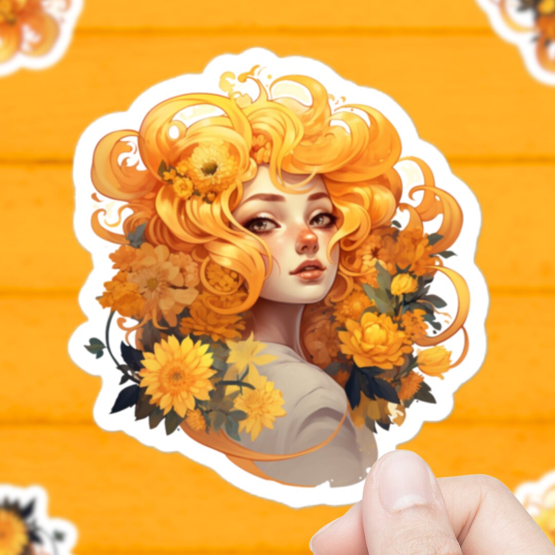 Goddess Sticker Magical Goddess With Golden Hair Mystical Sticker ...