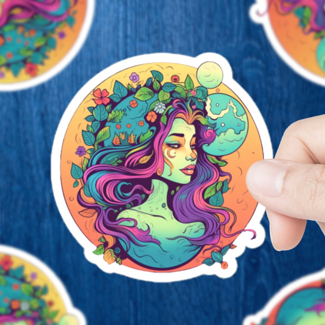 World Goddess Sticker | Earth Goddess | Goddess Art | Colorful Sticker ...