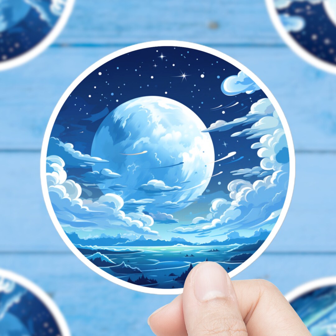 Blue Moon Sticker | Celestial Sticker | Moon Sticker | Magical Sticker ...