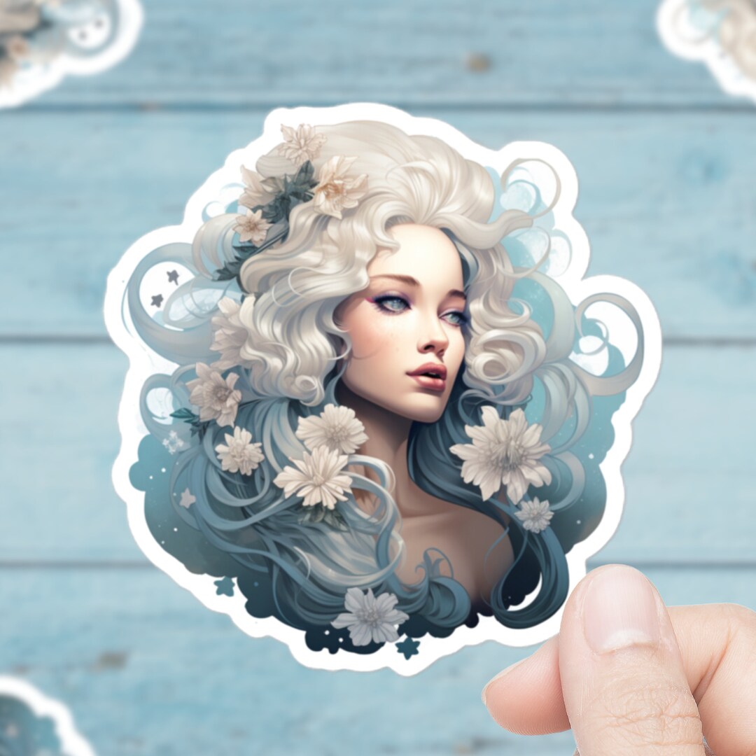 Goddess Sticker | Magical Goddess With White Hair | Mystical Sticker ...