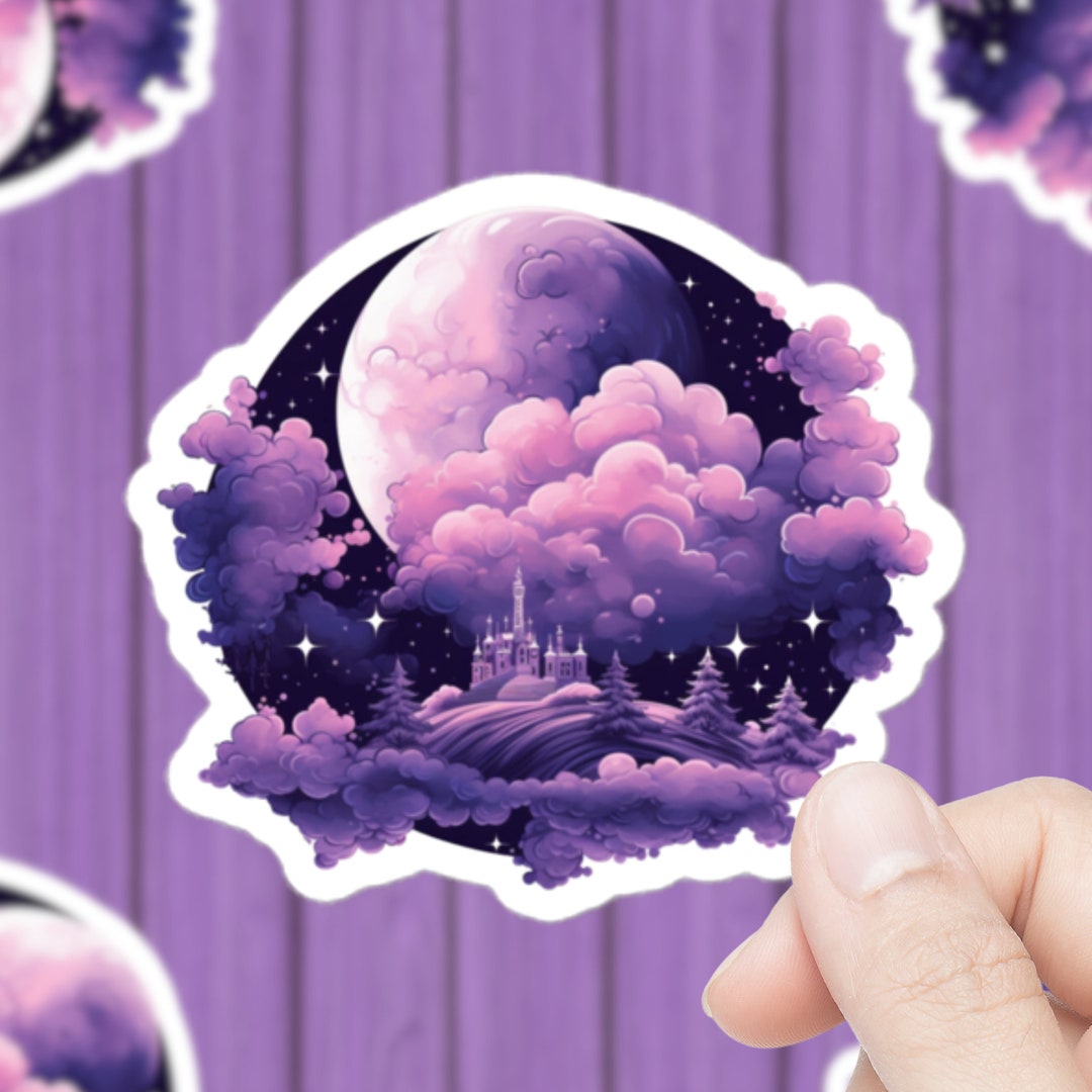 Purple Moon Sticker Celestial Sticker Moon Sticker Magical Sticker ...
