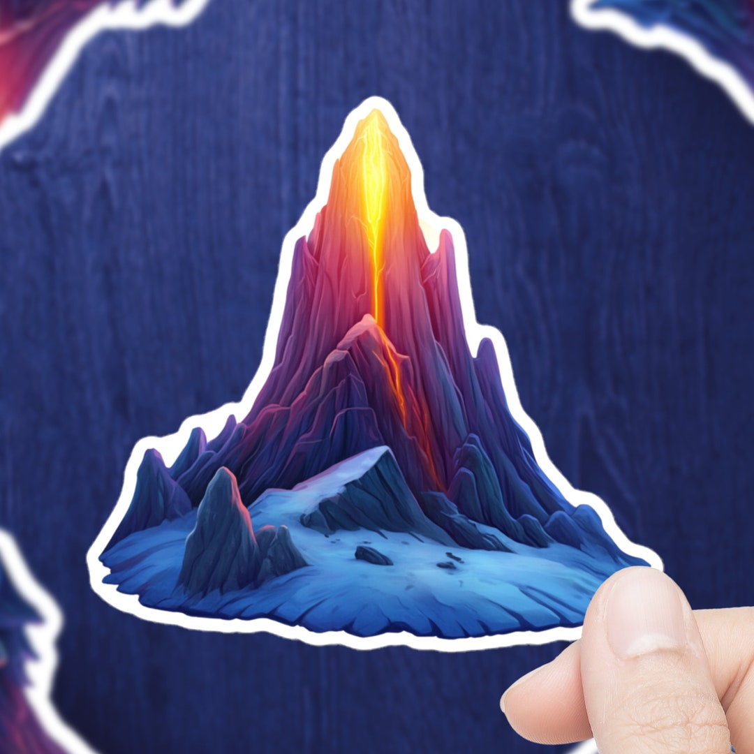 Blue Volcano Sticker | Nature Art | Nature Sticker | Magical Land ...