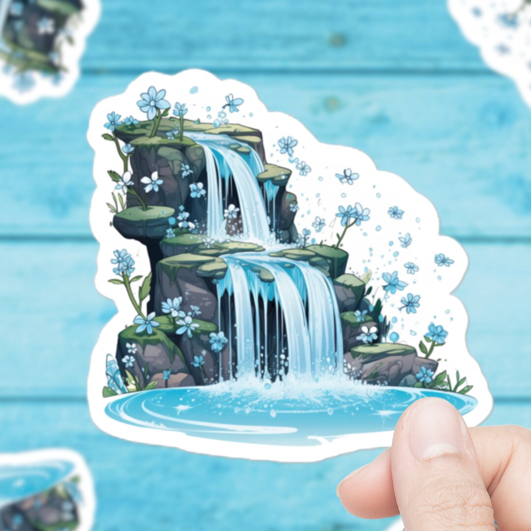 Waterfall Sticker | Water Sticker | River Sticker | Waterfall Art ...