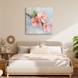 Pink Flowering Quince Canvas Print | Quince Flower Art Print | Canvas ...