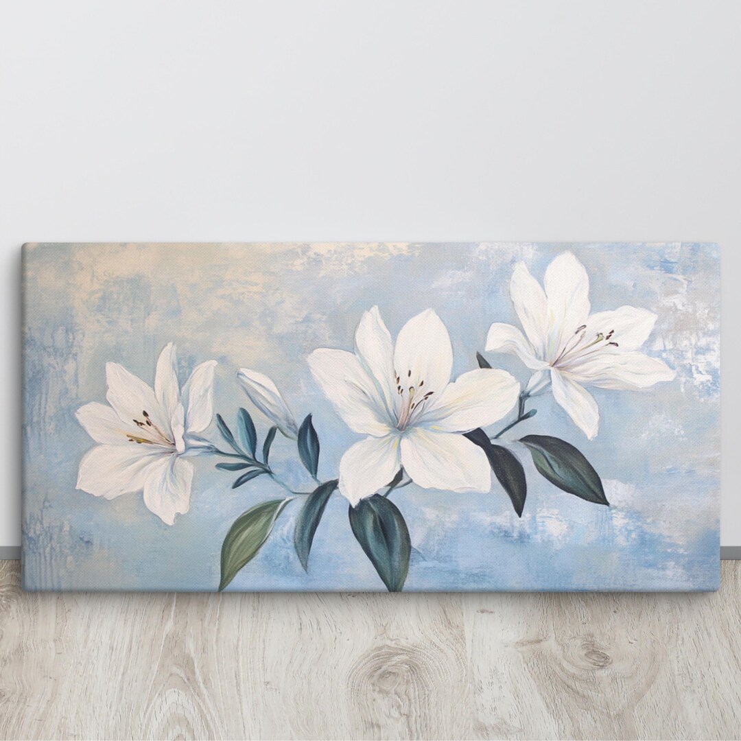 White Azalea Canvas Print | Large Painting Print | Flower Wall Art ...