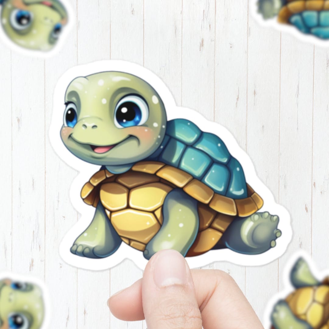 Cute Tortoise Sticker | Animal Stickers | Tortoise Gifts | Tortoise Art ...