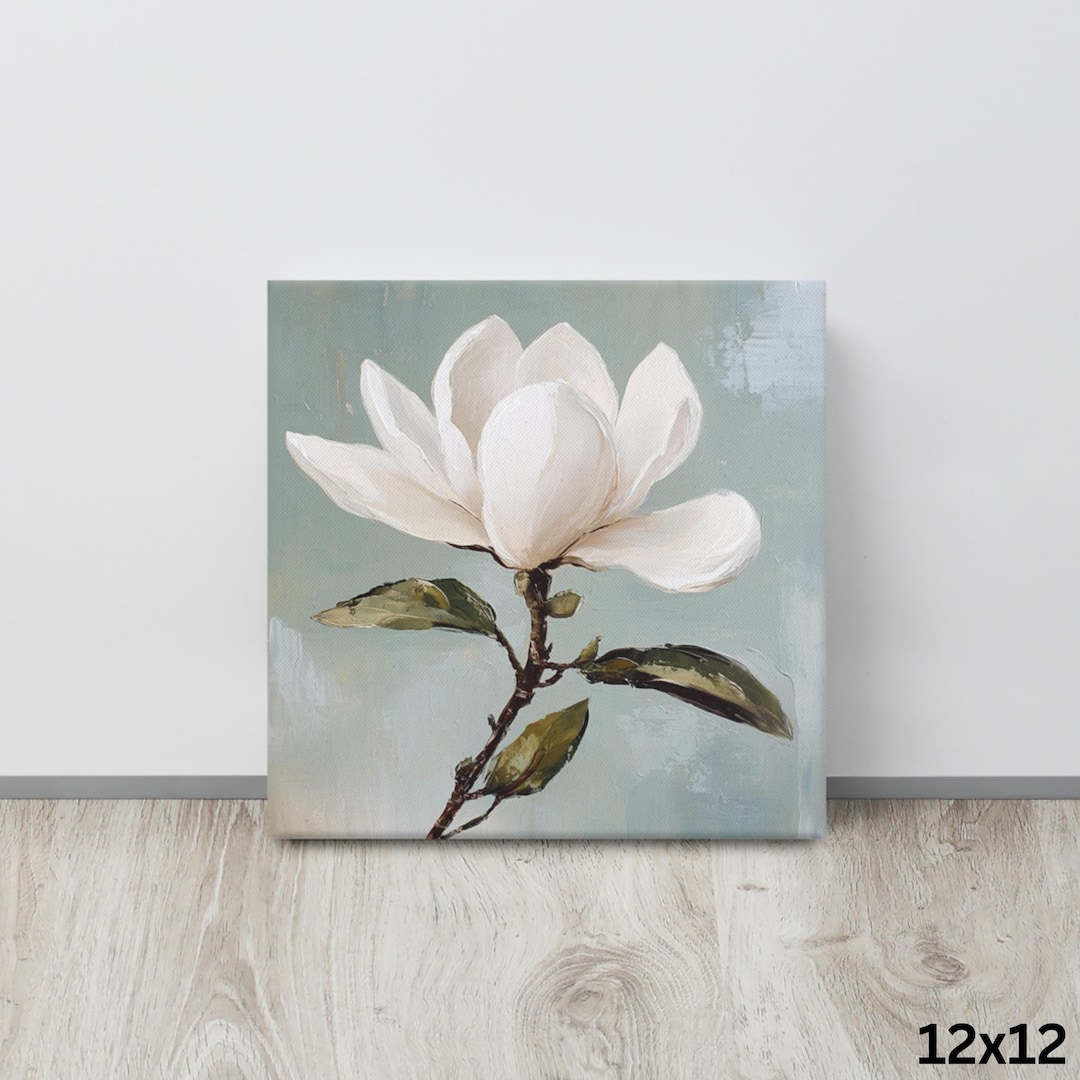 White Magnolia Flower Canvas Wall Art | Painting Print | Magnolia ...