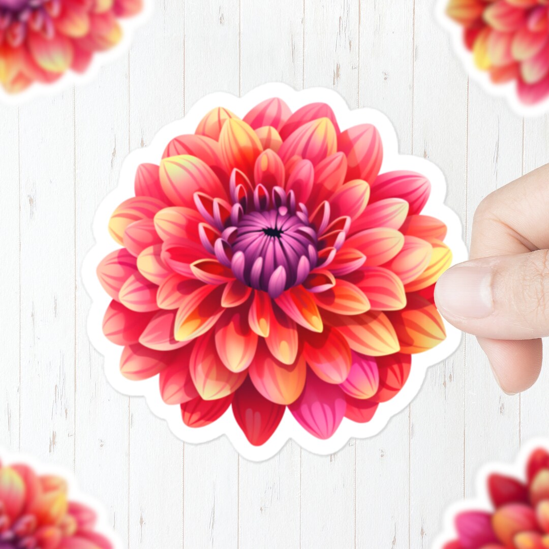 Dahlia Flower Sticker | Flower Sticker | Flower Art | Dahlia Art ...