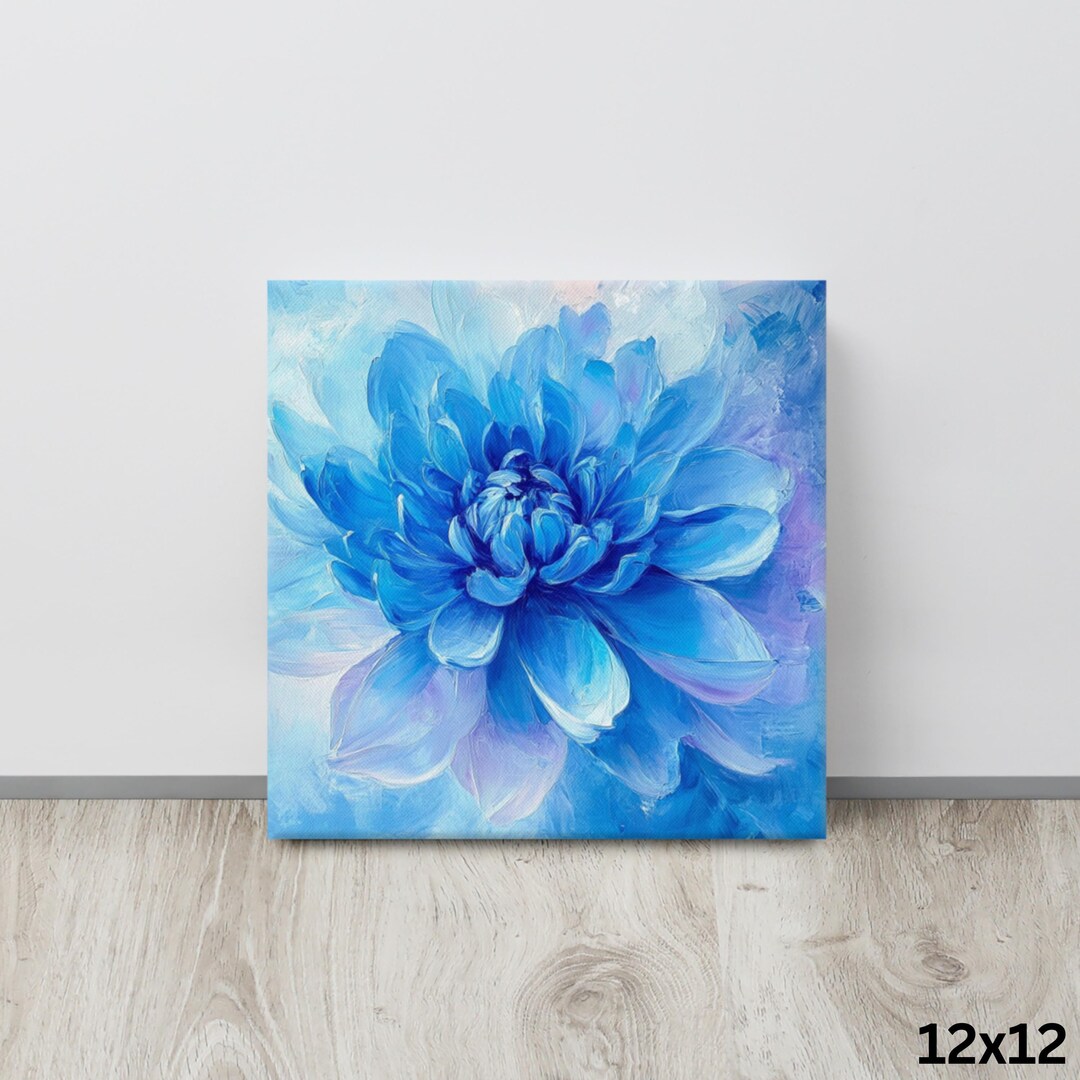 Blue Flower Canvas Painting Print | Canvas Wall Art | Blue Wall Art ...