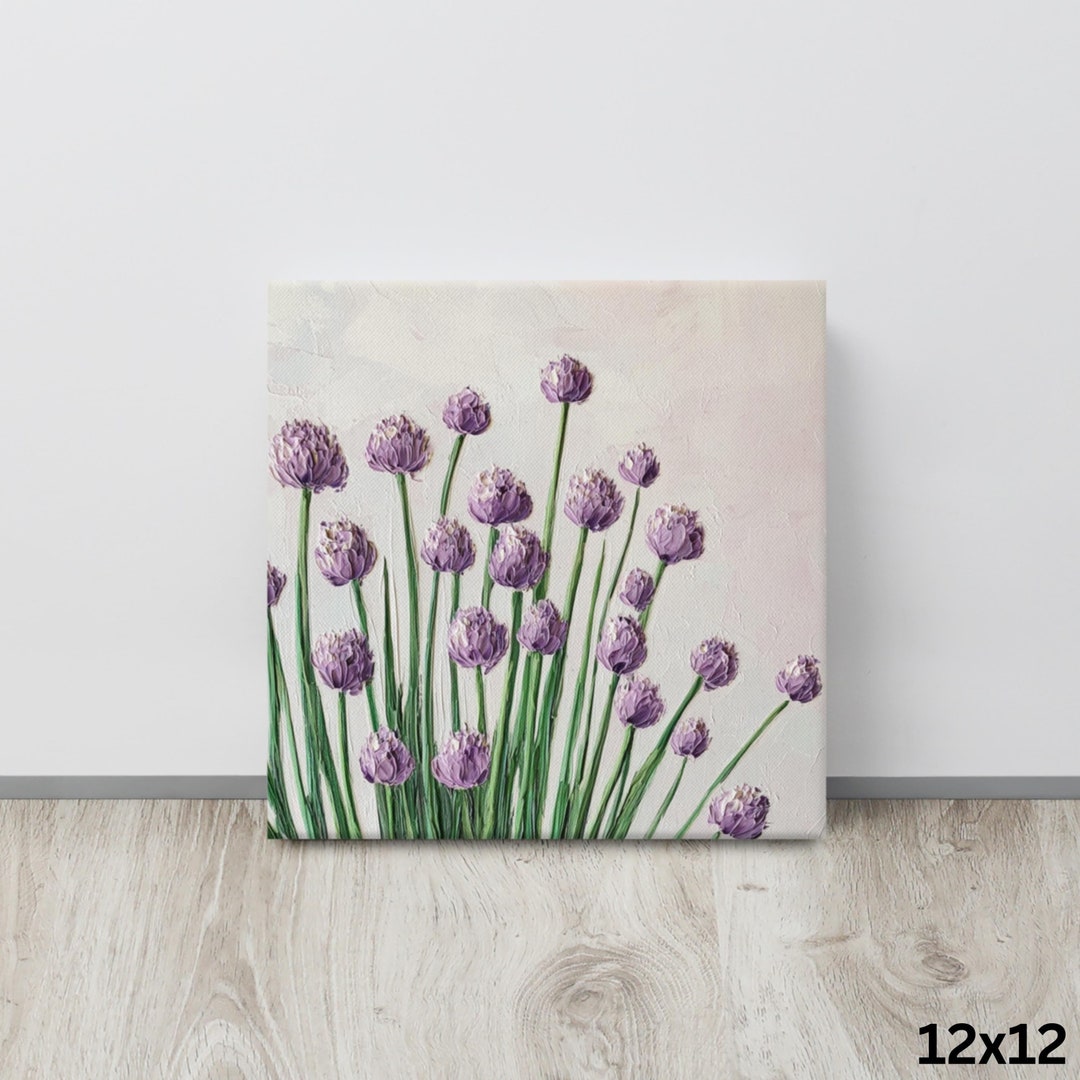 Chives Flower Painting Print | Garden Wall Art | Chives Canvas Print ...