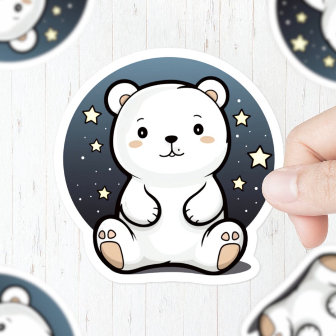 Polar Bear Sticker | Starry Bear | Bear Art | Animal Sticker | Animal ...