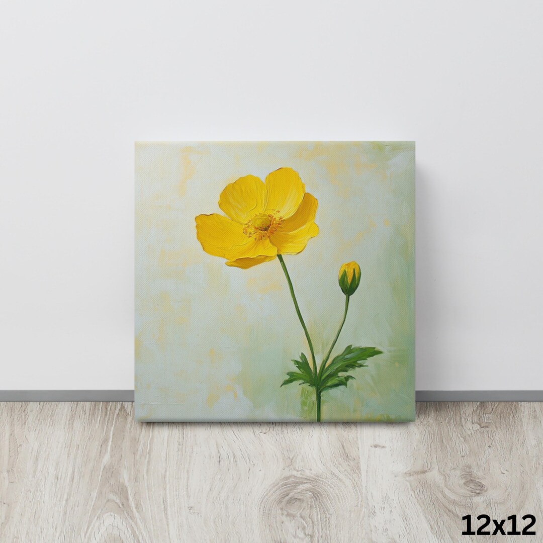 Buttercup Flower Wall Art | Canvas Painting Print | Flower Art Print ...