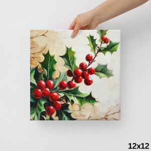 Holly Canvas Wall Art | Holly Painting Print | Christmas Home Decor ...