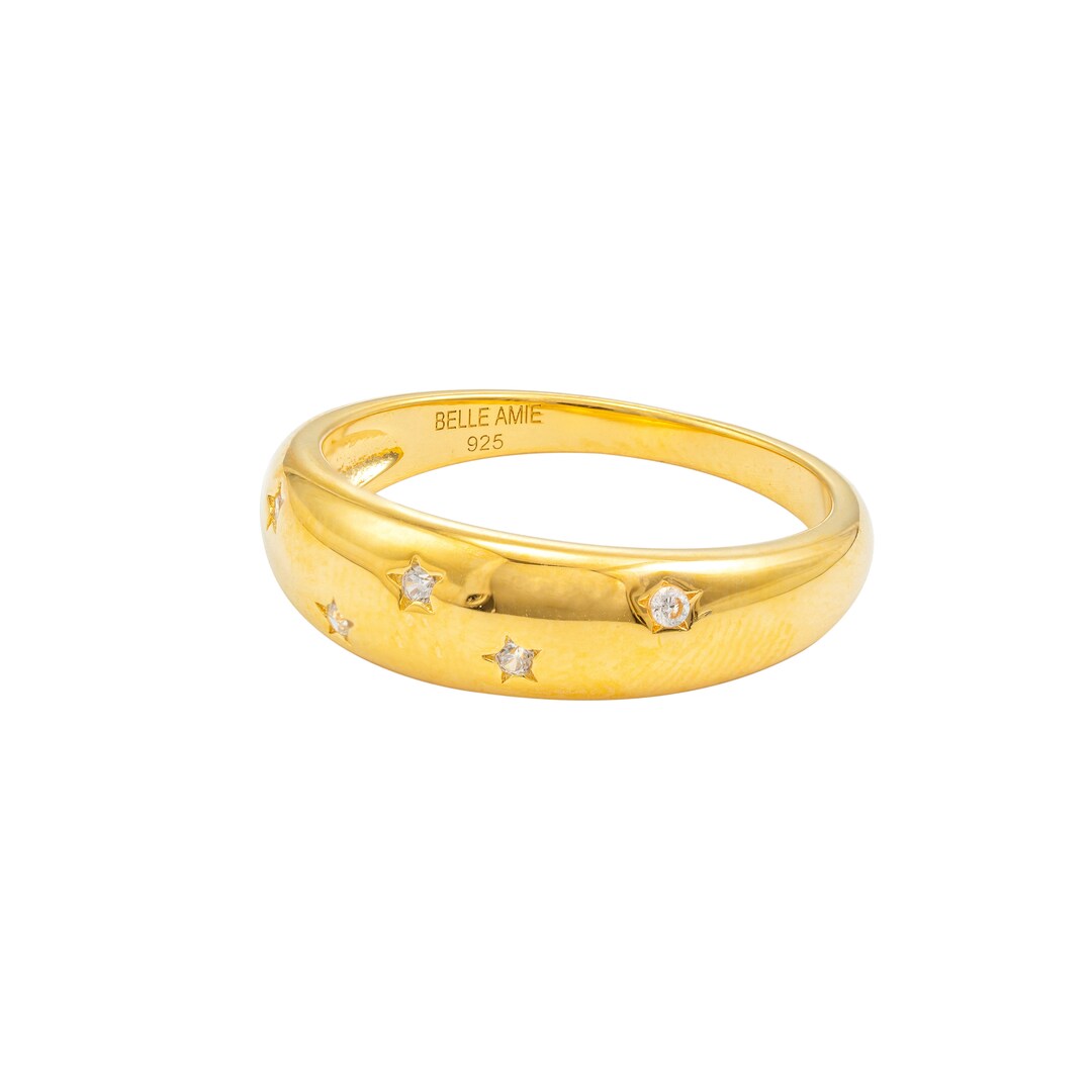 18K Gold Vermeil Star Dome Ring Gift for Her - Etsy