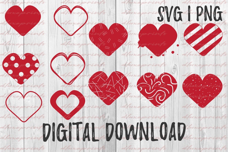 Red Heart SVG Download, Red Heart Clipart Download, SVG, Hand Drawn ...
