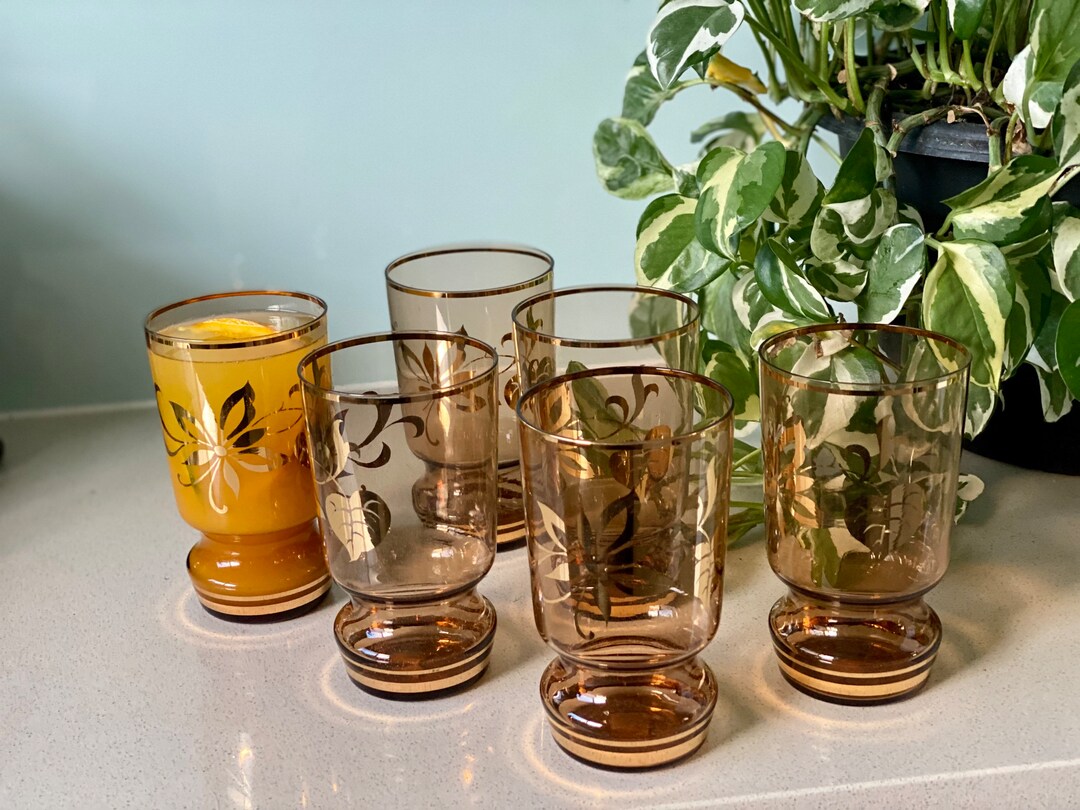 6 X Stunning Brown Glass Art Deco Ripple Tumblers - Etsy