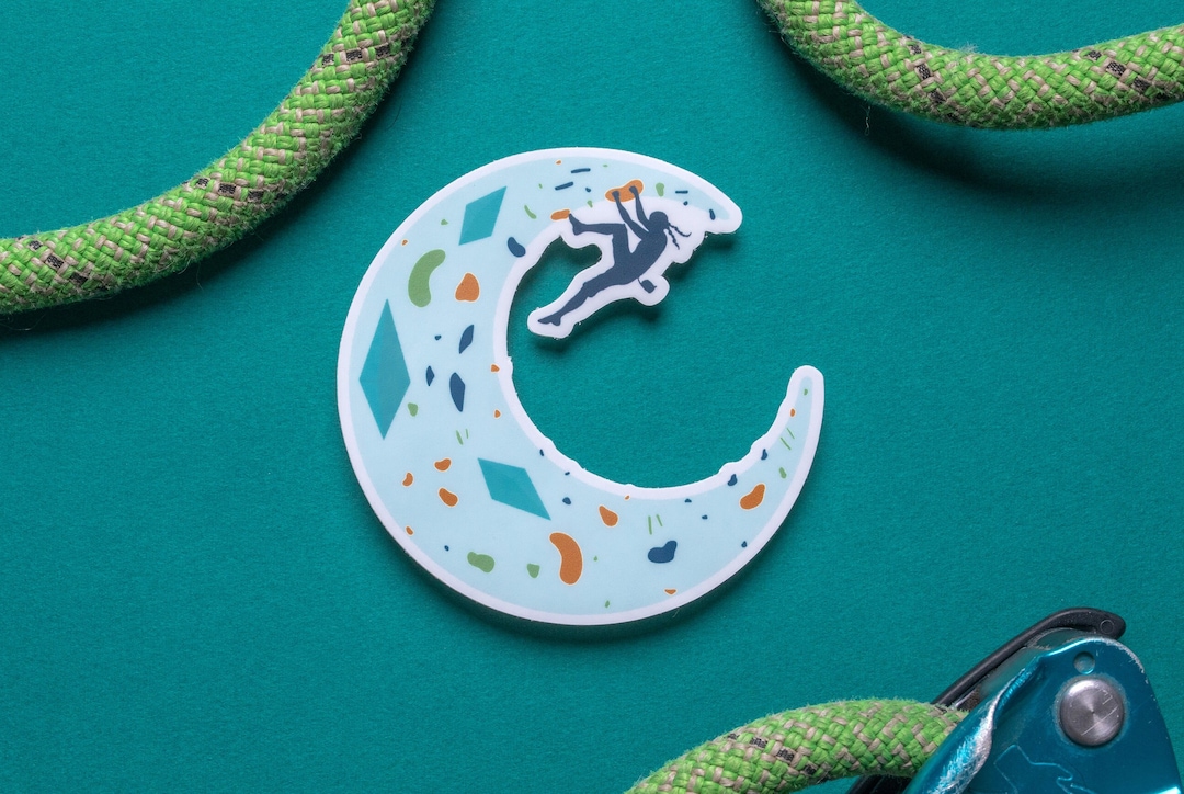 Moon Climber Sticker - Teal - Etsy