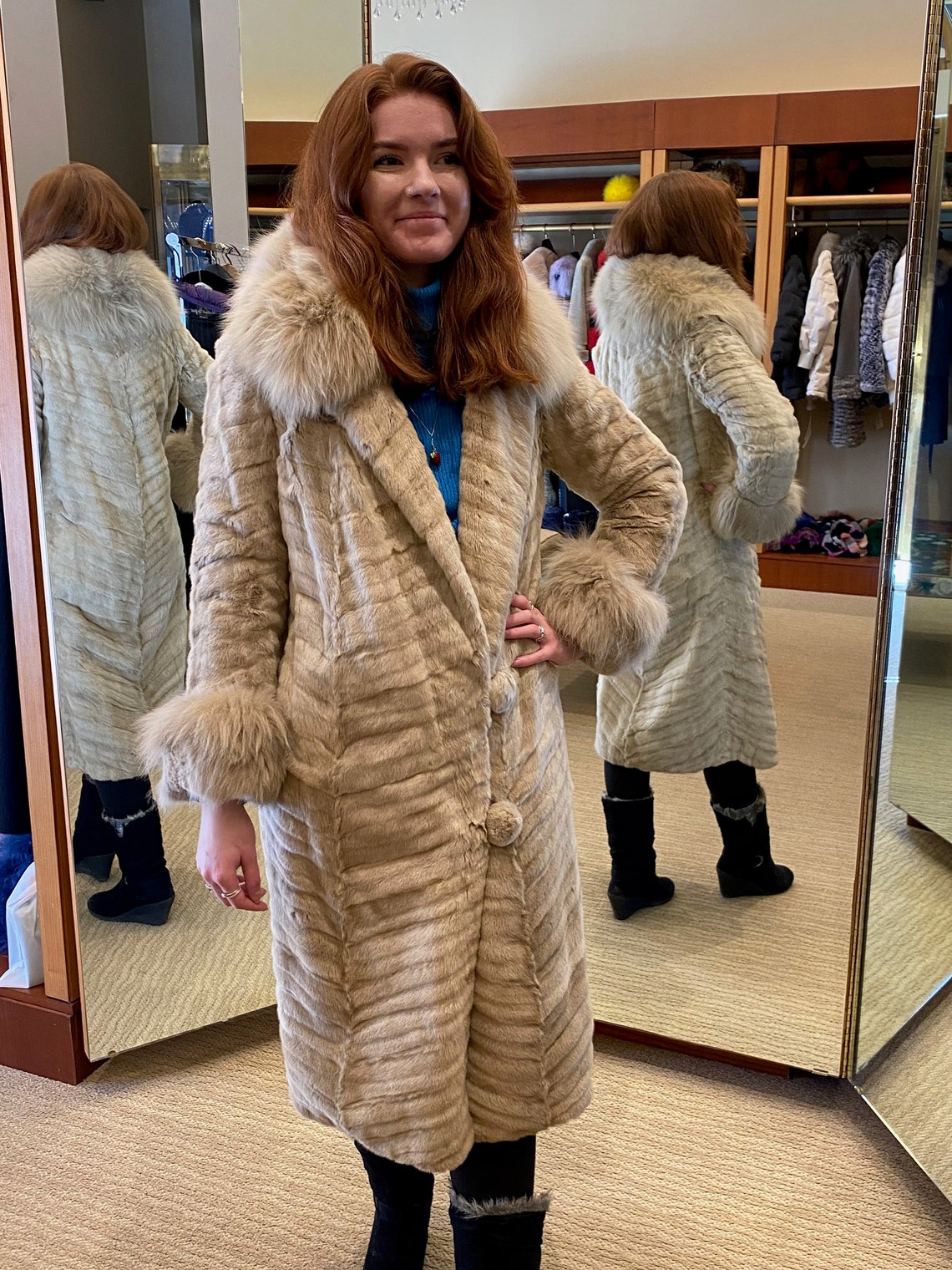 Vintage Taupe Ermine Fur Coat - Etsy