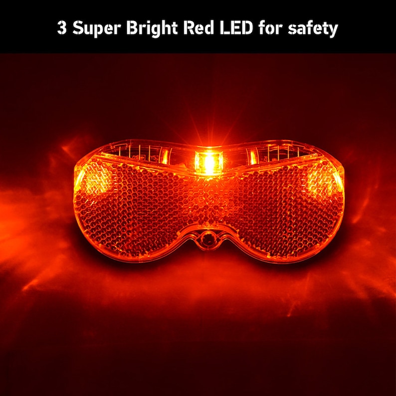 Rear Carrier Light 3 Super Bright Red LED, Quick-release With Batteries ...