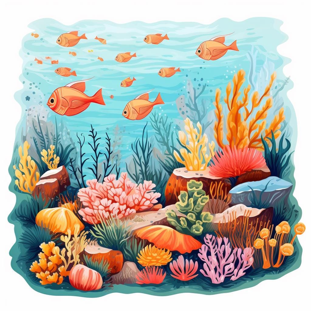 PNG Underwater Coral Reef Art Vibrant Ocean Scene Digital Download ...