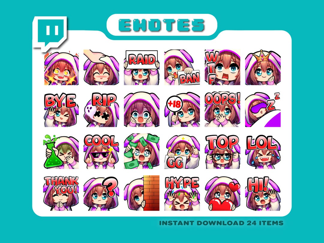 Twitch Emotes, Rabbit Girl Emotes, Kick Emotes, Youtube Emotes, Text ...