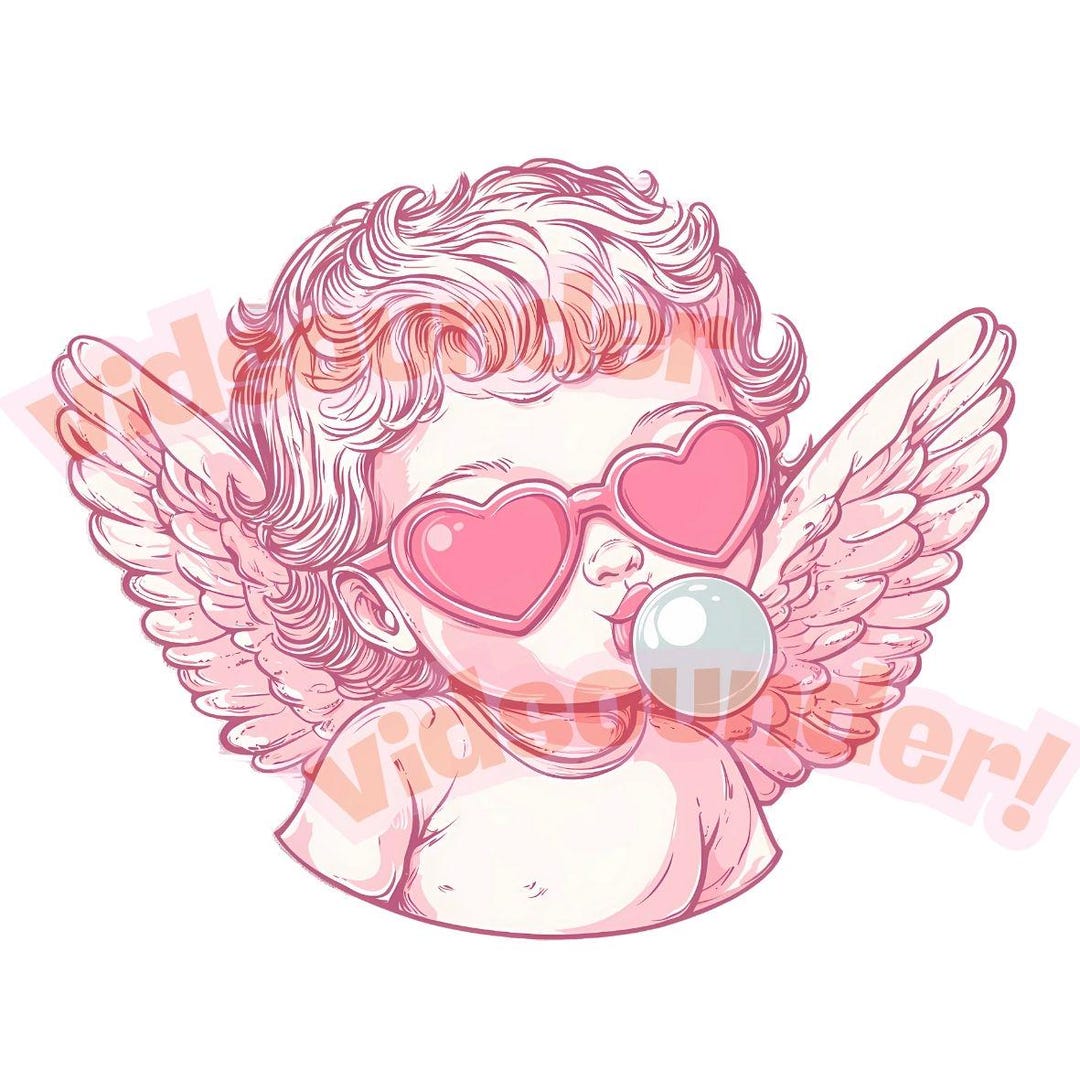 PNG Cupid With Heart Sunglasses Clipart Bubblegum Valentines Day Angel ...
