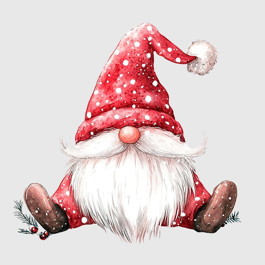 PNG Cute Christmas Gnome With Snowy Red Hat Festive Holiday Clipart ...