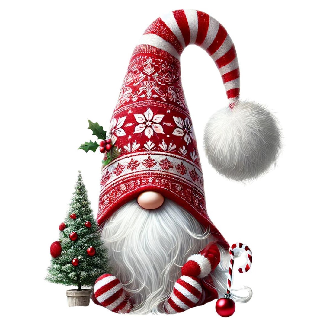 PNG Christmas Gnome With Red Hat Festive Holiday Clipart Whimsical ...