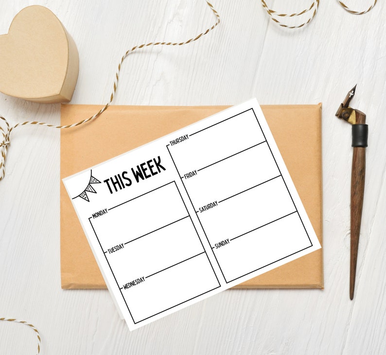 Black & White Weekly Schedule Printable - Etsy