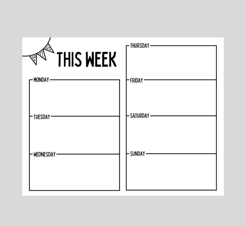 Black & White Weekly Schedule Printable - Etsy