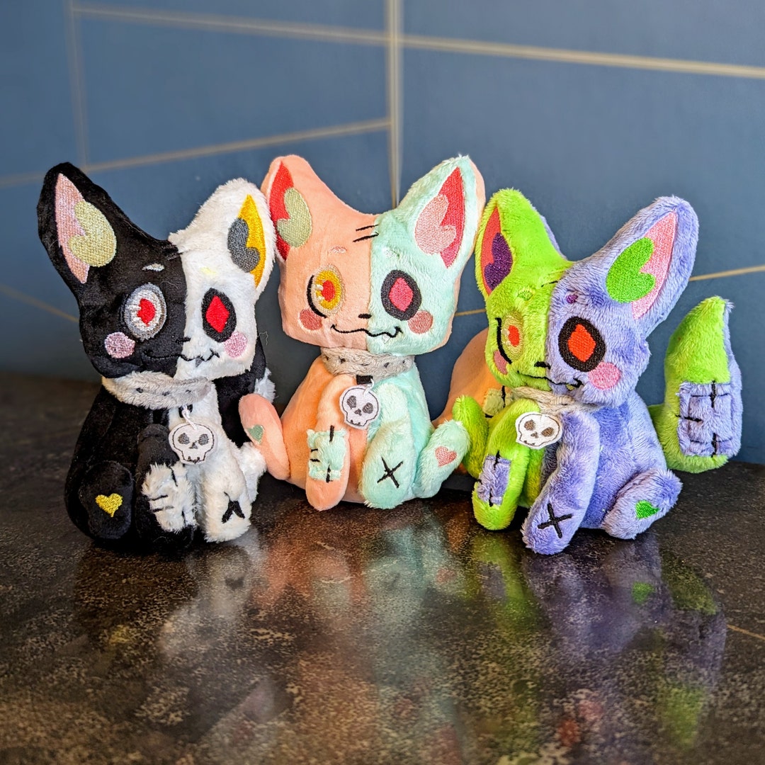 Handmade Deathly Doggo Plushie, Duotone Dog Stuffie, Adorable Little ...