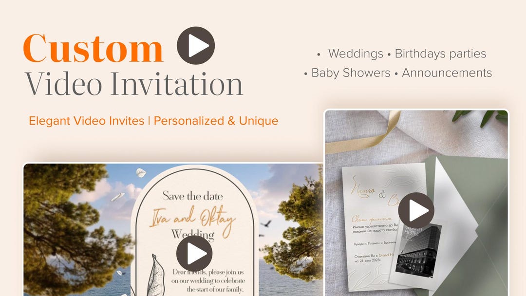 Custom Digital Wedding Invitation - Video Animation - Etsy
