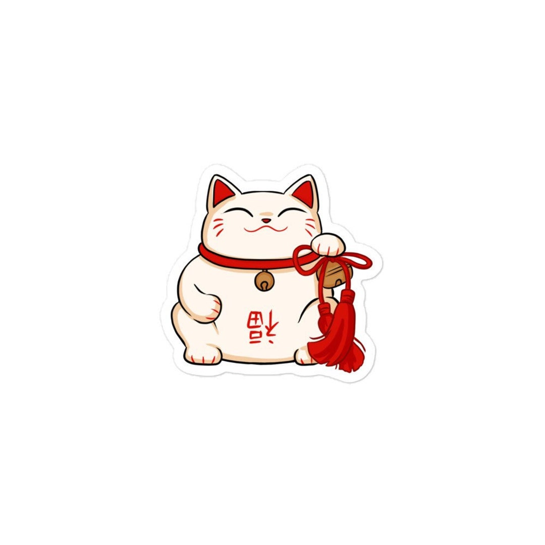Maneki Neko Sticker | Lucky Cat Sticker | Bubble-free Stickers | Vinyl ...