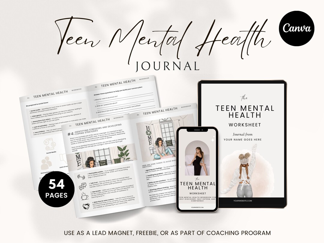 Teen Mental Health Workbook, Anxiety Worksheet, Self Help Journal, Teen ...