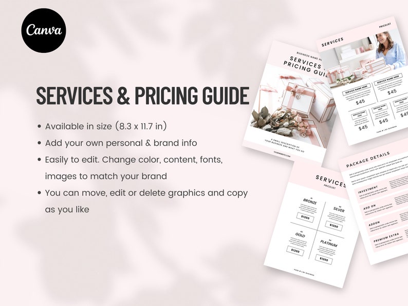 Service and Pricing Guide Template Pricelist Template Small - Etsy
