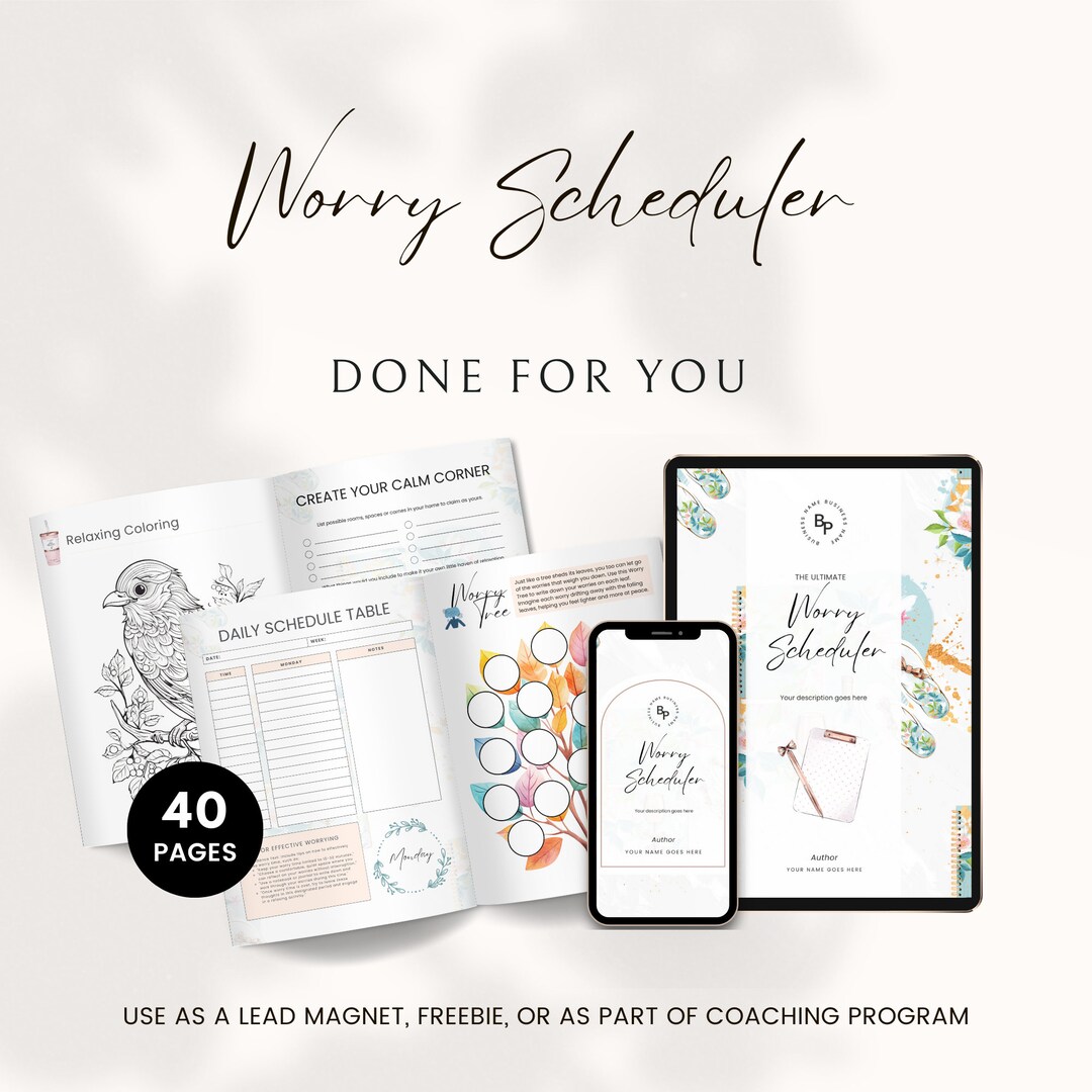 Worry Scheduler Journal, Stress & Anxiety Worksheets, Coaching Tools ...