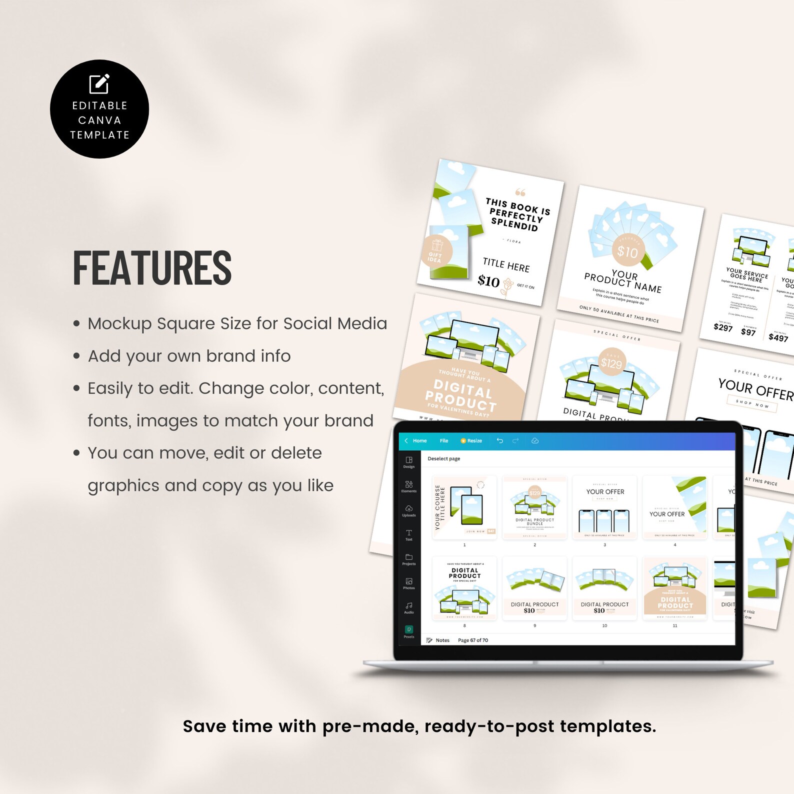 Etsy Listing Mockups Digital Product Mockup Canva Mockup Template