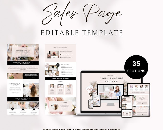 High Converting Sales Page, Canva Template, Sales Page Template, Online ...