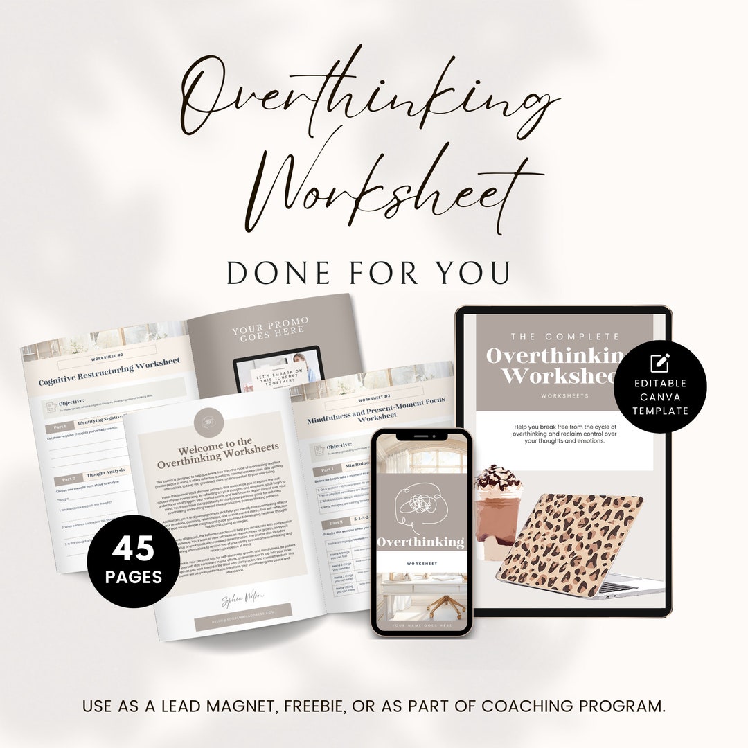 Overthinking Worksheets, Mental Health Worksheets, Therapy Workbook ...