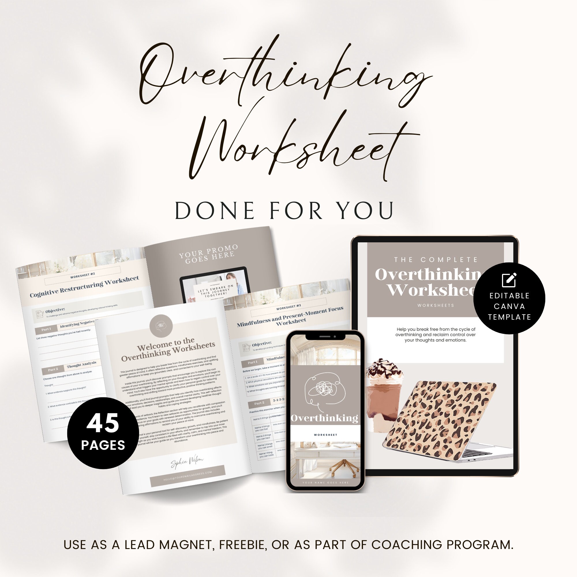 Overthinking Worksheets, Mental Health Worksheets, Therapy Workbook ...