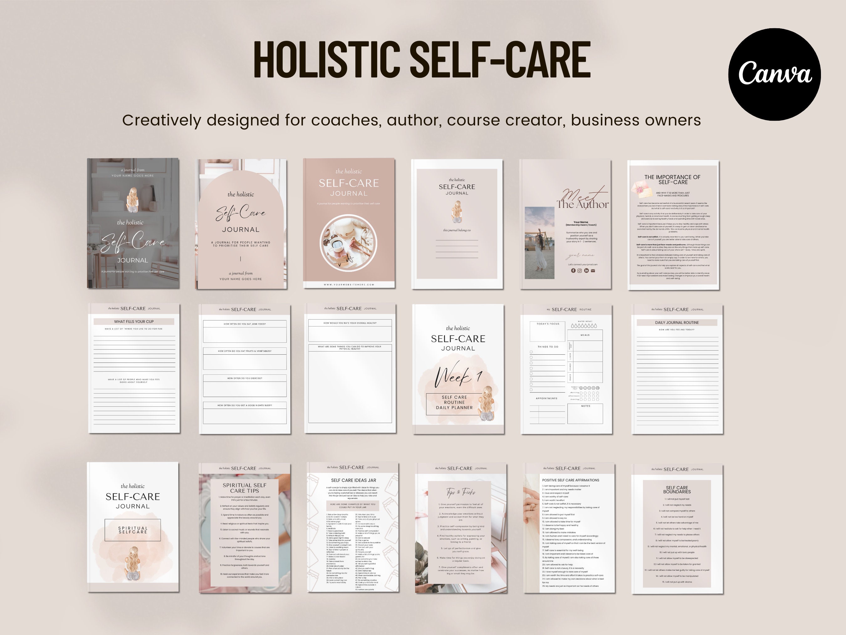 Holistic Self Care Journal, Done for You, Lead Magnet Workbook, Life Coaching Tools, Self Love ...