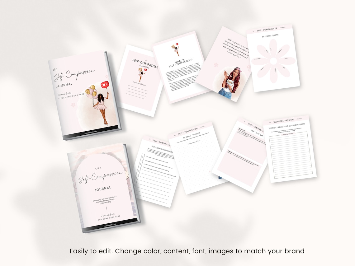 Self-compassion Journal, Self Care Toolkit, Therapy Workbook, Self ...