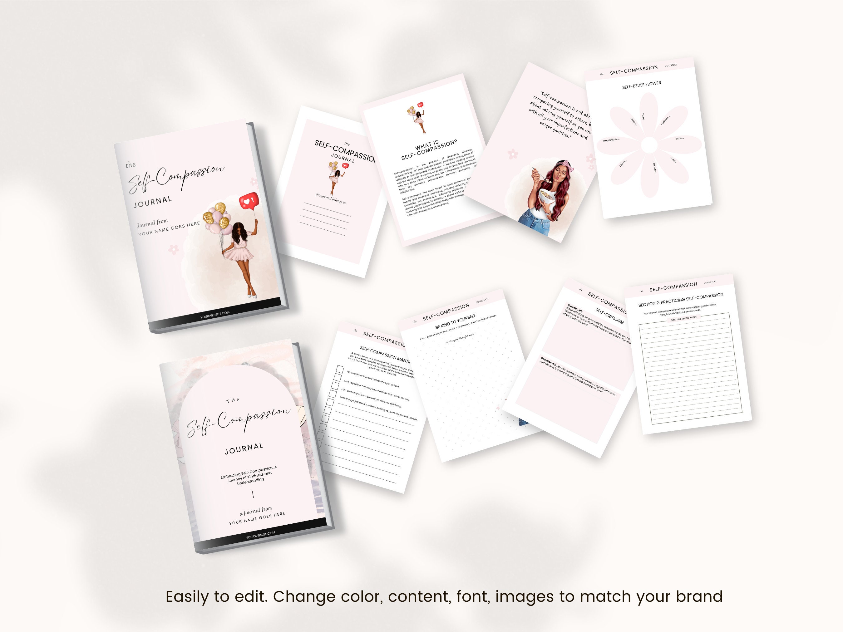 Self-compassion Journal, Self Care Toolkit, Therapy Workbook, Self ...