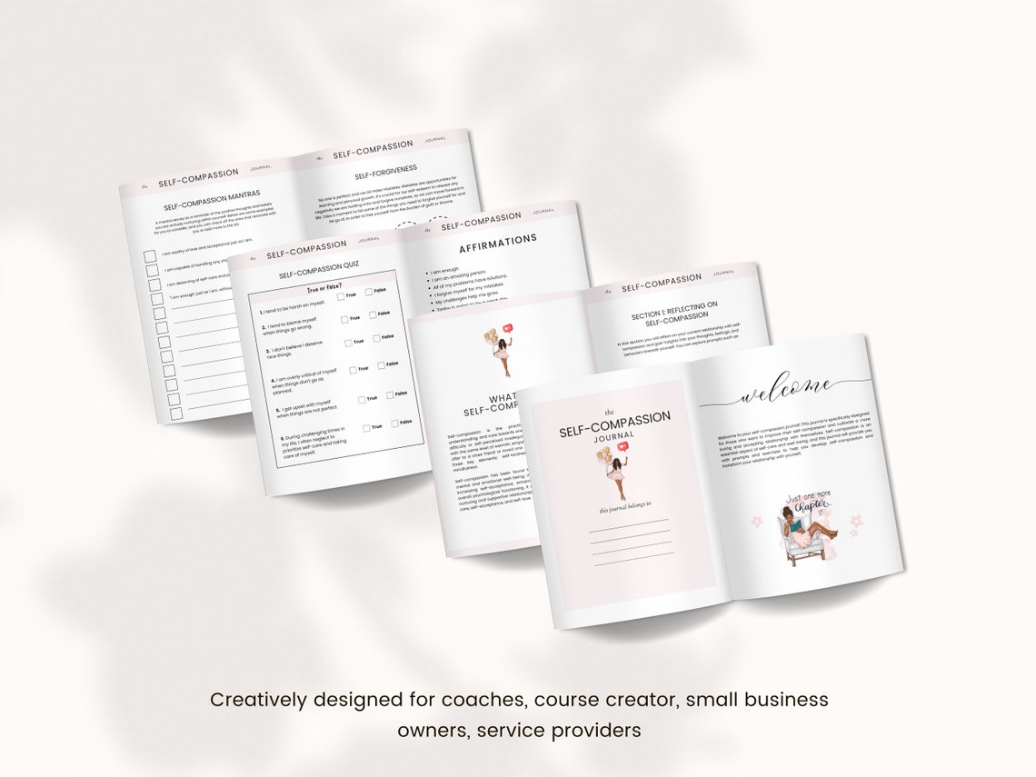 Self-compassion Journal, Self Care Toolkit, Therapy Workbook, Self ...