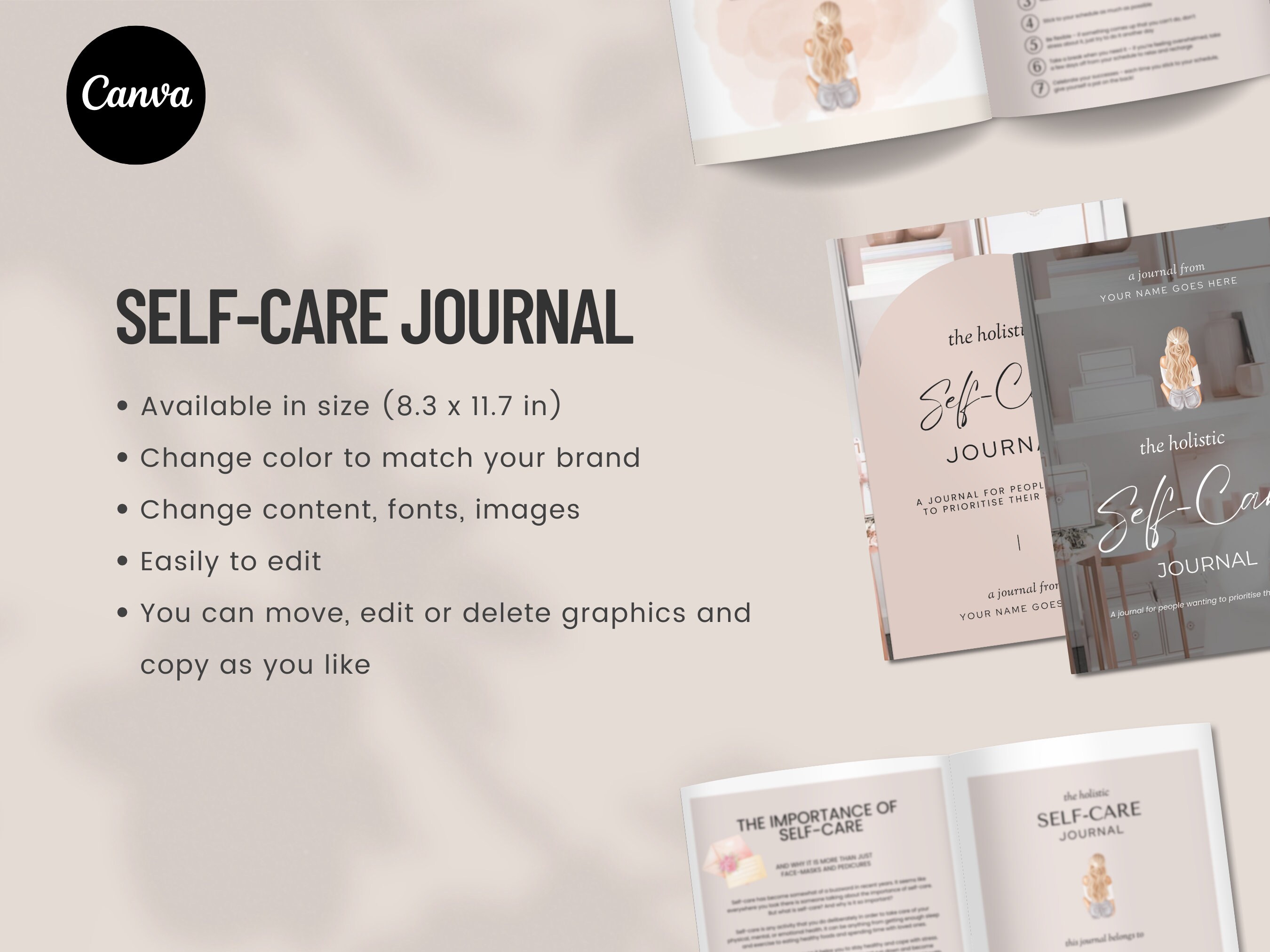 Holistic Self Care Journal, Done for You, Lead Magnet Workbook, Life ...