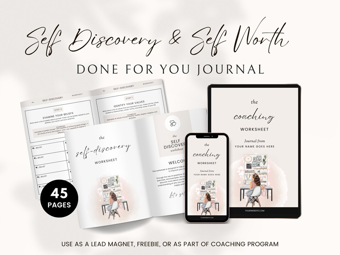 Self Discovery and Self Worth Journal, Coaching Worksheets, Coaching ...