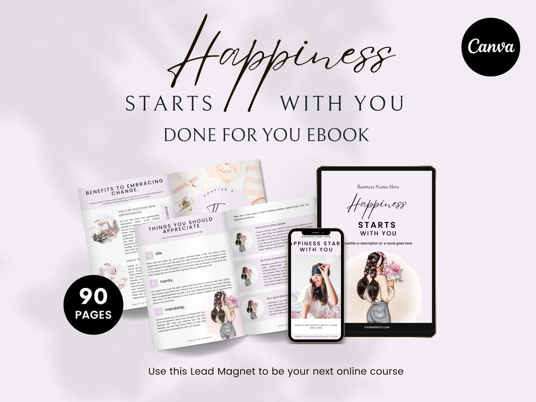 Happiness Workbook, Done for You Course, Lead Magnet Ebook, Brandable ...