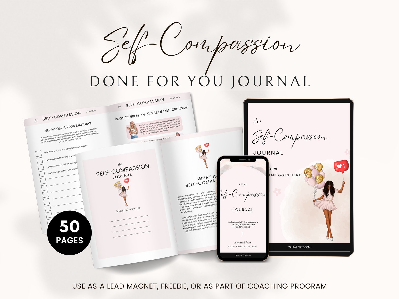 Self-compassion Journal, Self Care Toolkit, Therapy Workbook, Self ...